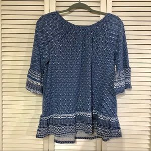 Como Blu | Tops | Como Blu Boho Blue Top | Poshmark
